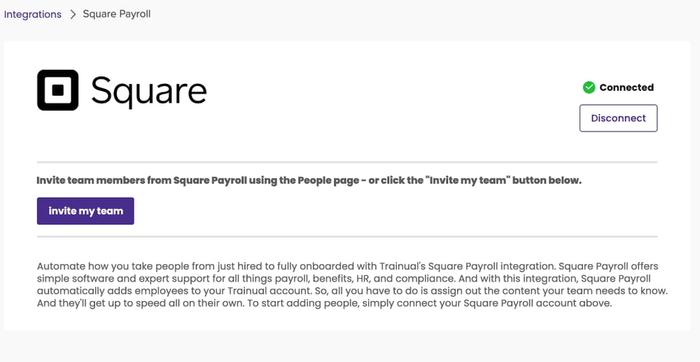 Trainual + Square Payroll Integration