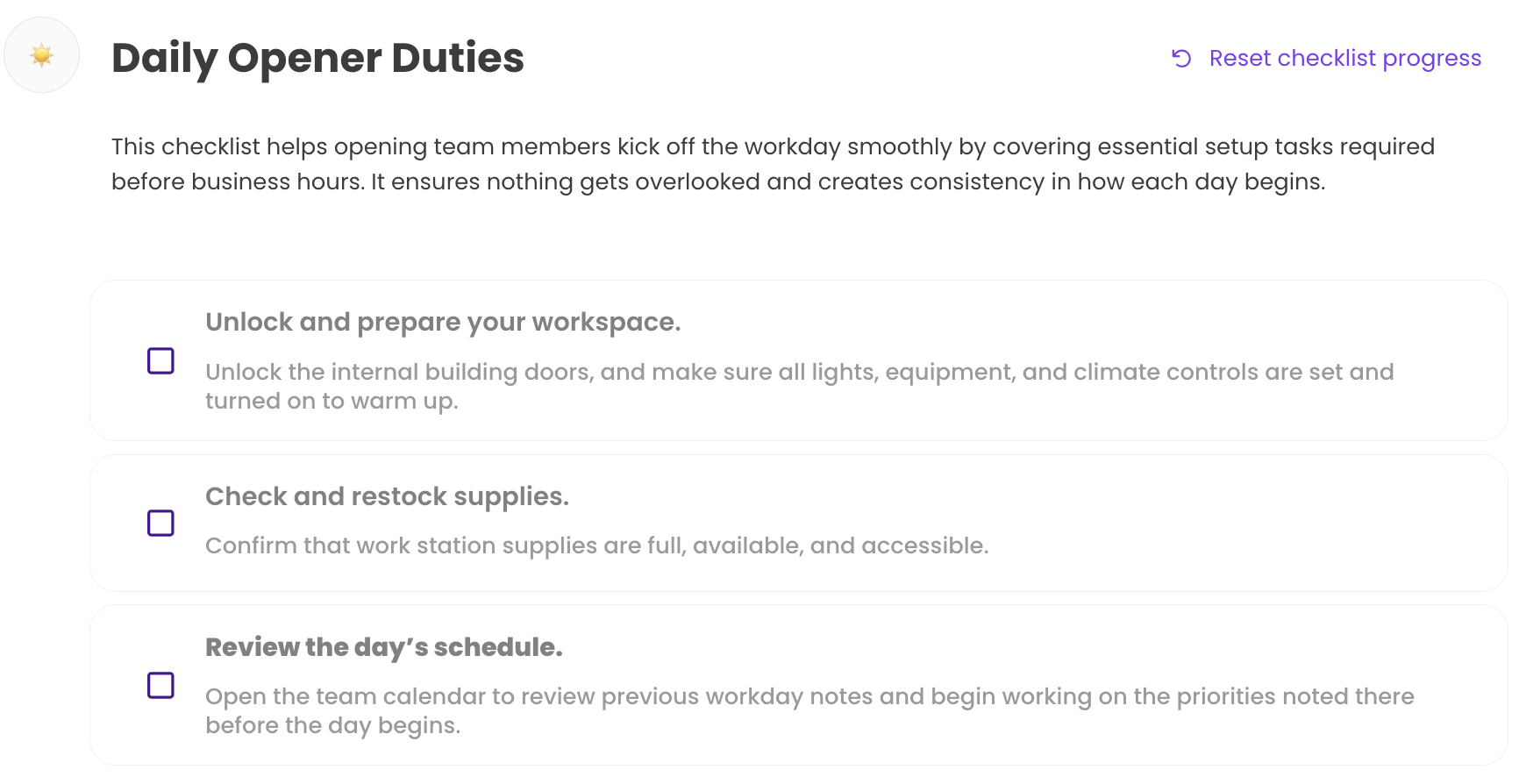 Checklists